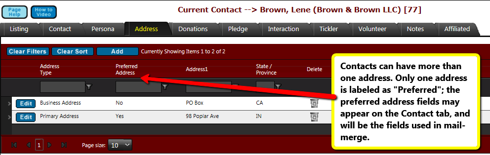 Address Tab - DonorSnap Support