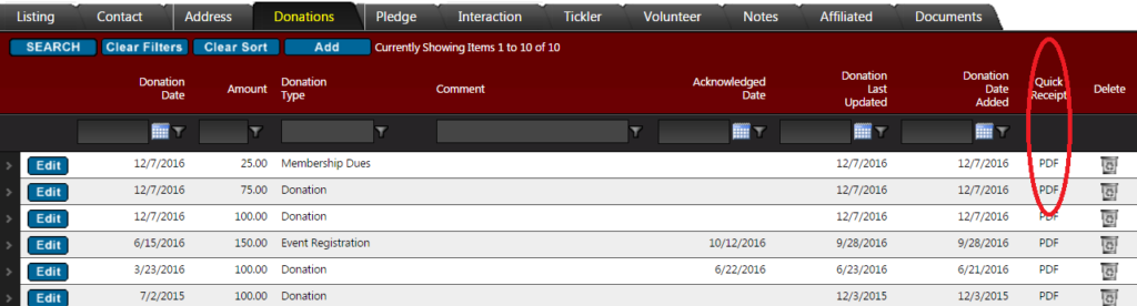 Quick Receipt - DonorSnap Support
