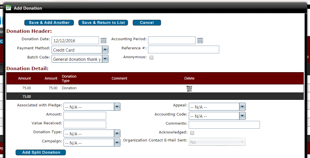 Donation Tab - DonorSnap Support