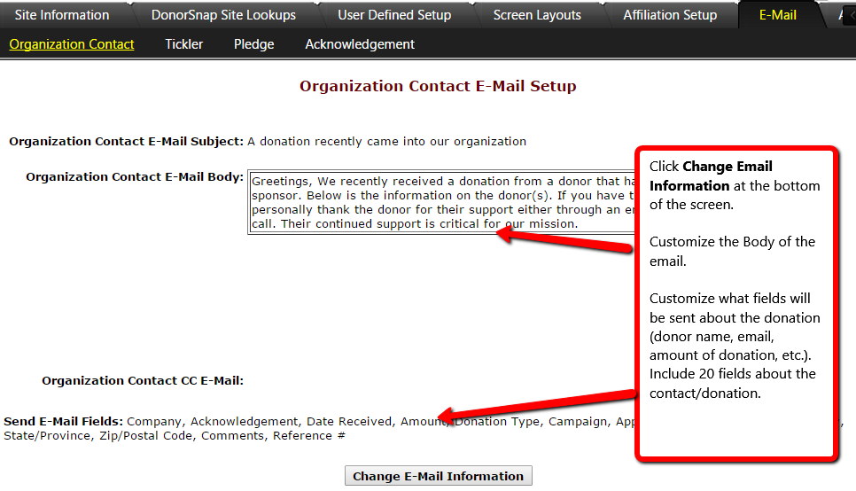 Organization Contact - DonorSnap Support